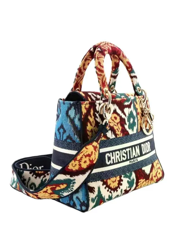 Dior Lady D-lite Embroidered Canvas Medium Satchel - Multicolour