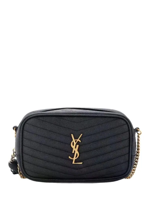 Saint Laurent Lou Camera Bag Matelassé Chevron Leather Mini Crossbody Bag - Black