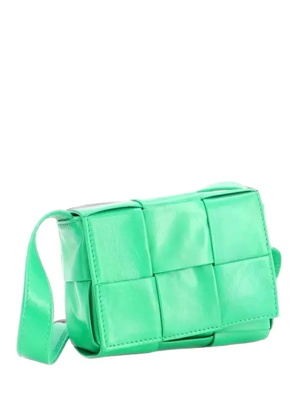 Bottega Veneta Cassette Maxi Intrecciato Leather Candy Crossbody Bag - Green