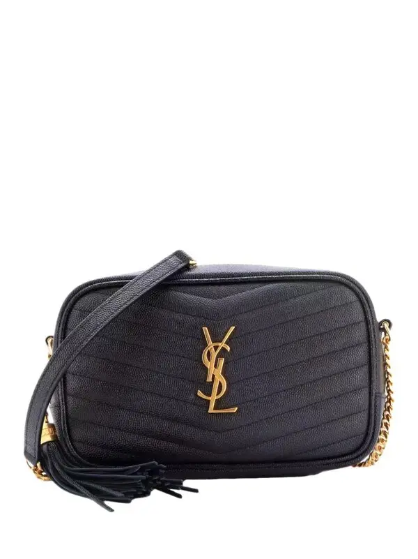 Saint Laurent Lou Camera Bag Matelasse Chevron Leather Mini Crossbody Bag - Black
