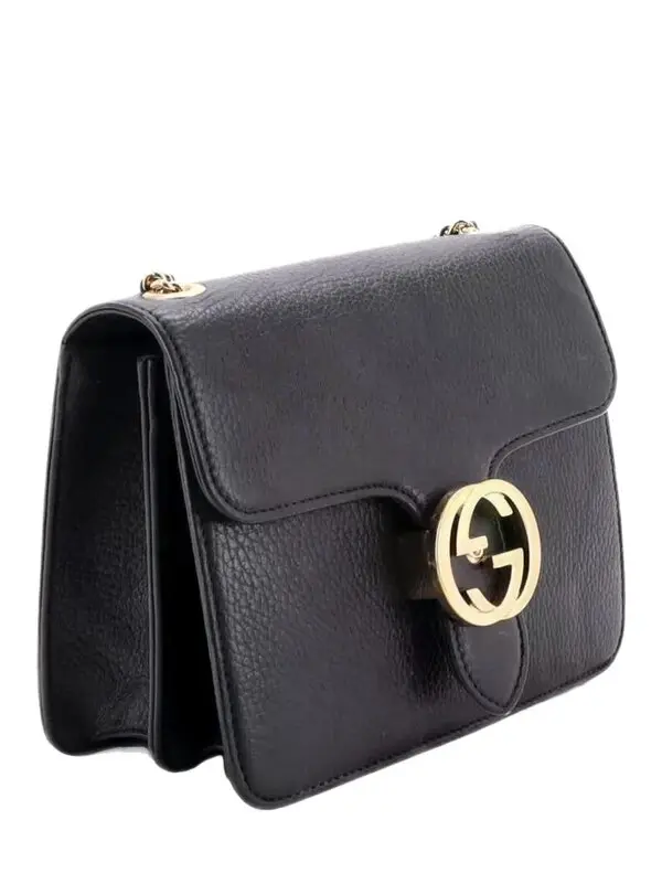 Gucci Interlocking Leather Shoulder Bag - Black