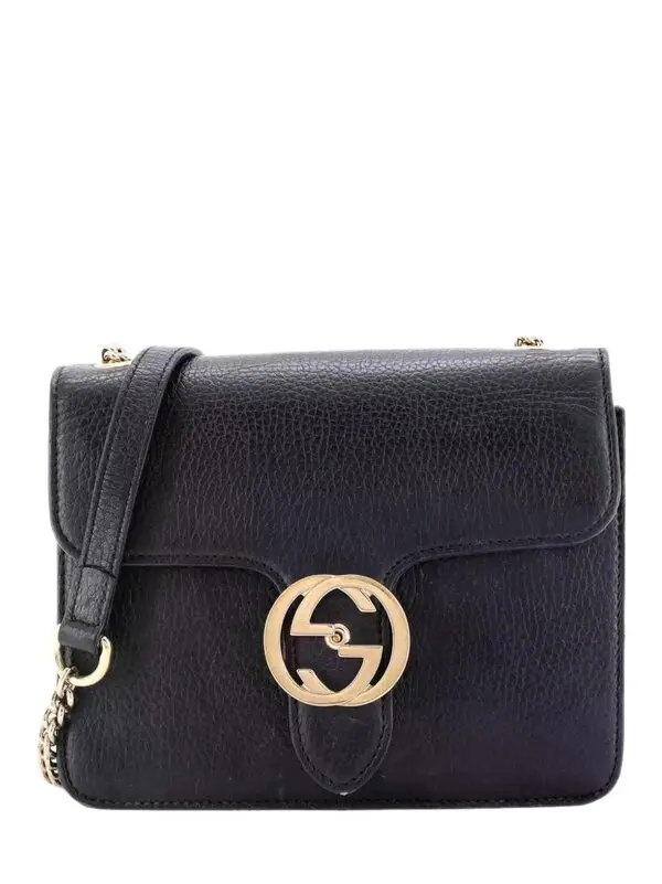 Gucci Interlocking Leather Shoulder Bag - Black
