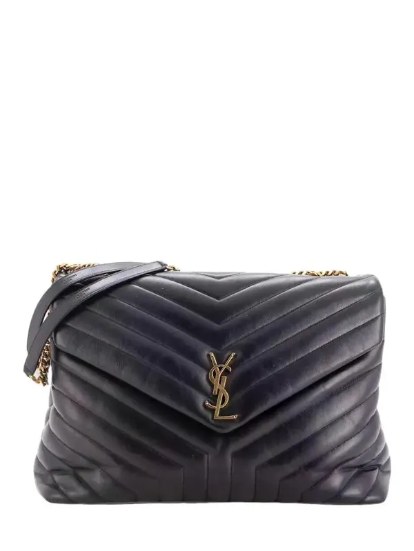 Saint Laurent Loulou Matelassé Chevron Leather Shoulder Bag - Black