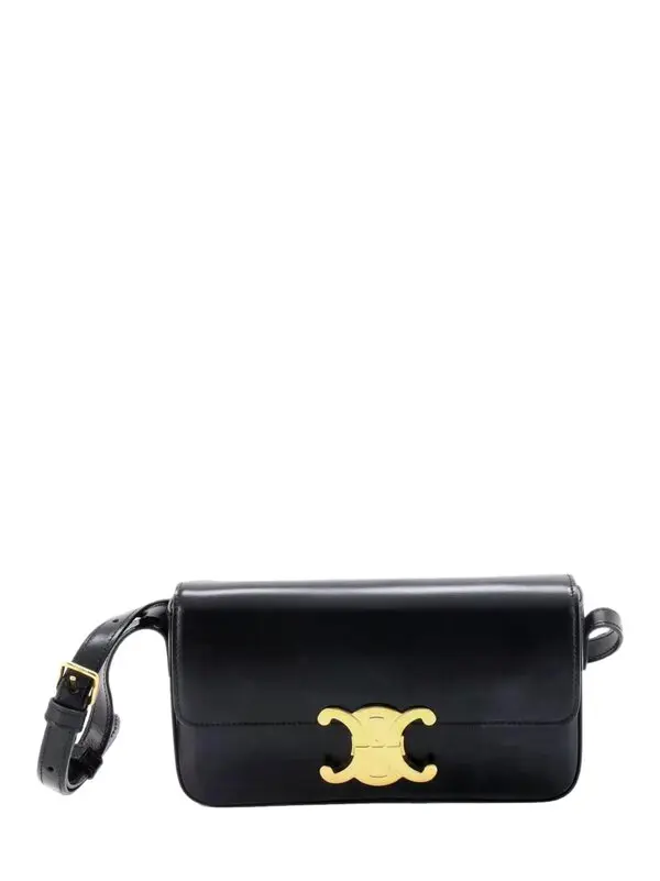 Celine Triomphe East-west Smooth Calfskin Shoulder Bag - Black