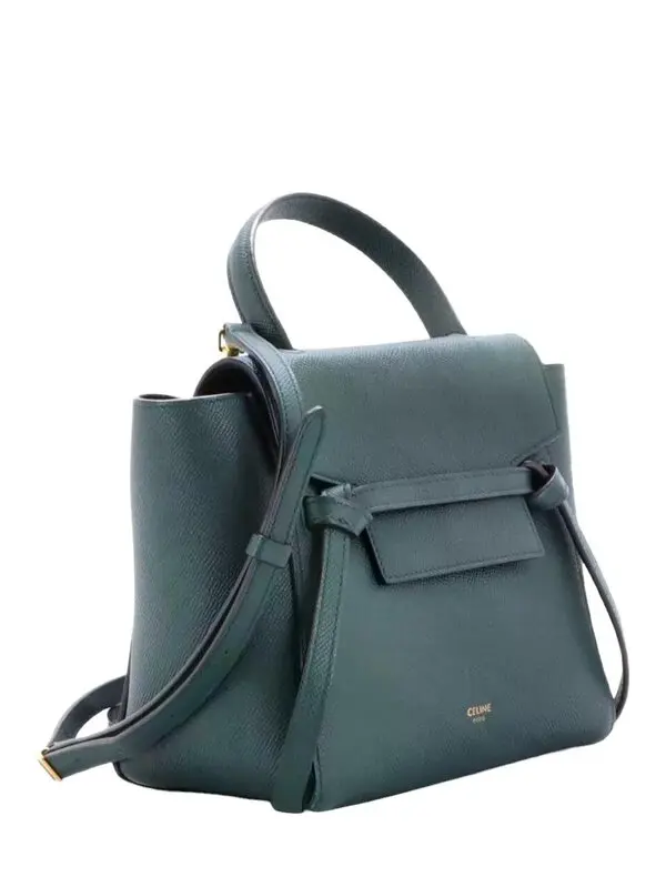 Celine Belt Bag Textured Leather Nano Shoulder Bag - Green