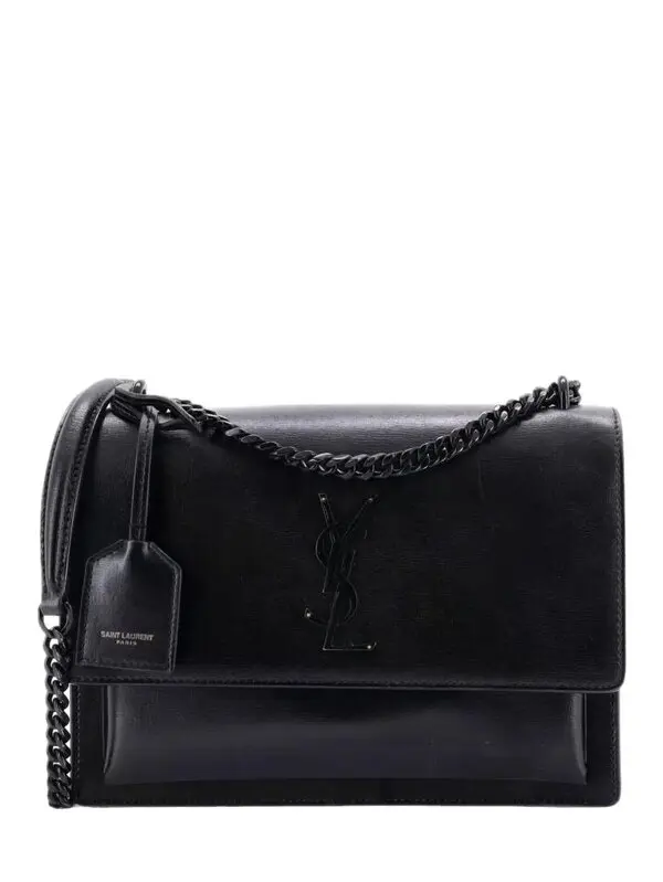 Saint Laurent Sunset Leather Medium Crossbody Bag - Black