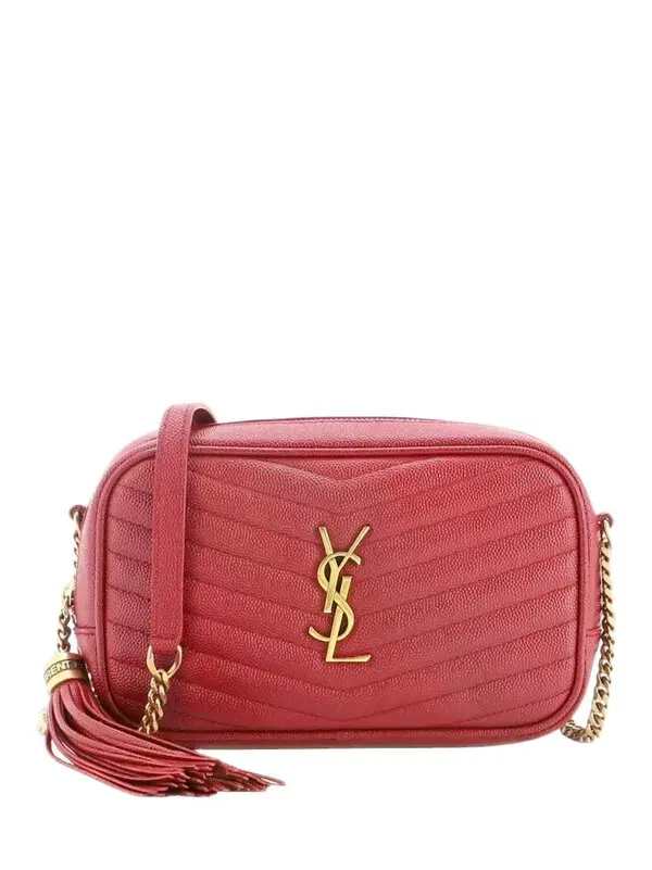Saint Laurent Loulou Matelassé Chevron Leather Mini Crossbody Bag - Red