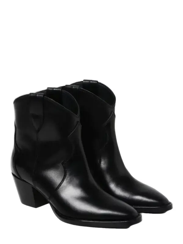 ANNA F. Panelled Leather Ankle Boots - Black