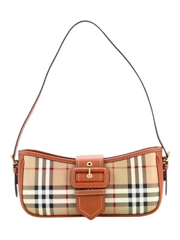 Burberry Vintage Check Coated Canvas Shoulder Bag With Buckle - Brown