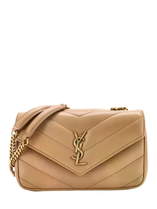 Saint Laurent Loulou Nm Shoulder Bag Matelassé Chevron Leather Small Crossbody Bag - Neutrals