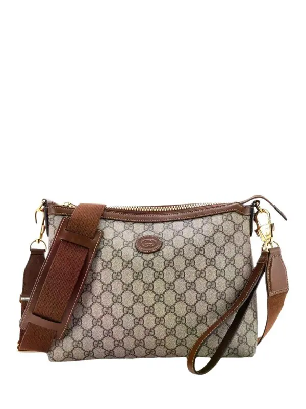 Gucci Gg Coated Canvas Medium Messenger Bag With Interlocking G Patch - Brown