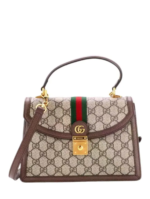 Gucci Ophidia Flap Top Handle Bag - Brown