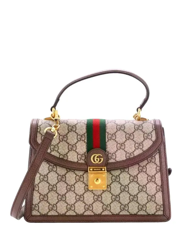 Gucci Ophidia Flap Top Handle Bag - Brown