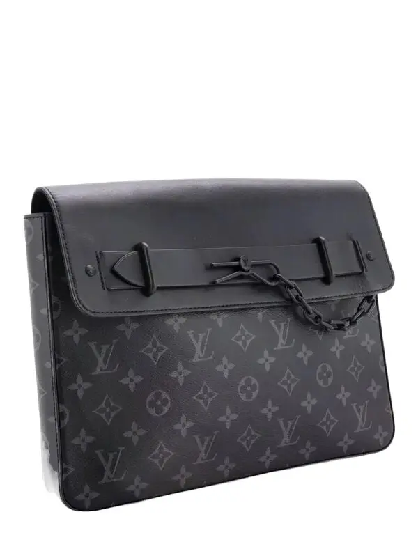 LOUIS VUITTON Monogram Eclipse Pochette Steamer Clutch Bag - Black
