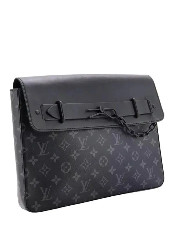 LOUIS VUITTON Monogram Eclipse Pochette Steamer Clutch Bag - Black