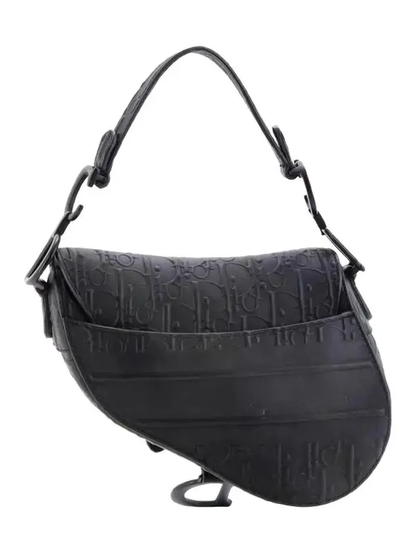 Dior Saddle Handbag Oblique Embossed Calfskin Mini Shoulder Bag - Black