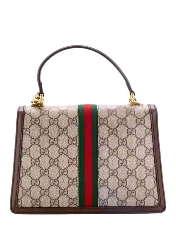 Gucci Ophidia Flap Top Handle Bag Gg Coated Canvas - Brown