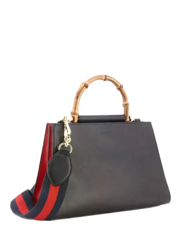 Gucci Nymphaea Top Handle Bag Leather Small Satchel - Black
