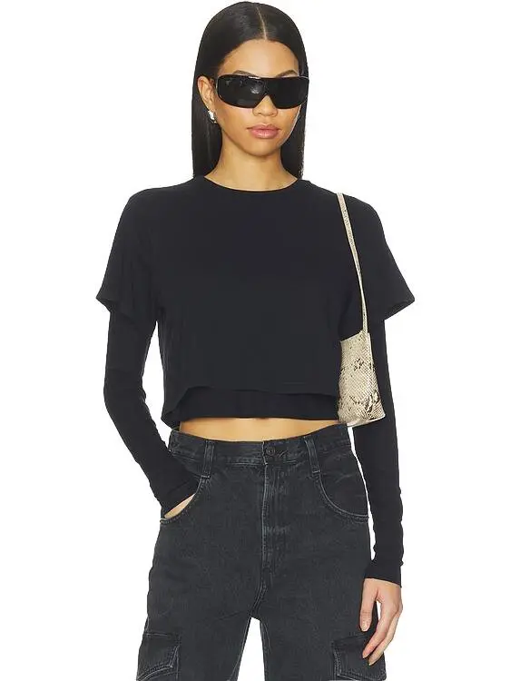 AGOLDE Romily Layered Long Sleeve Tee - Navy