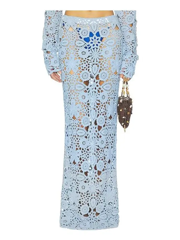 SNDYS. Tala Crochet Maxi Skirt - Blue