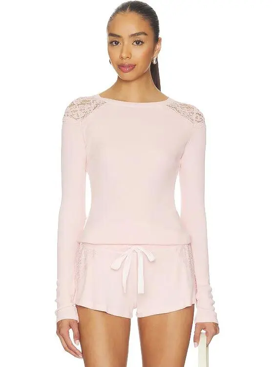 Free People X Intimately Lace Trimmed Layering Top - Pink