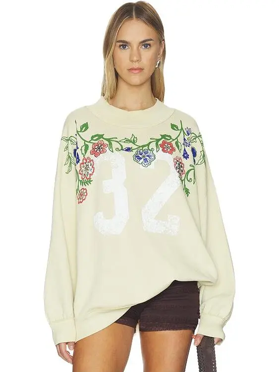 Free People X We The Free Palm Springs Turtle Graphic Sweatshirt - Yellow