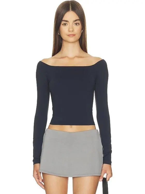 Free People X Intimately Round Two Off The Shoulder Top - Black