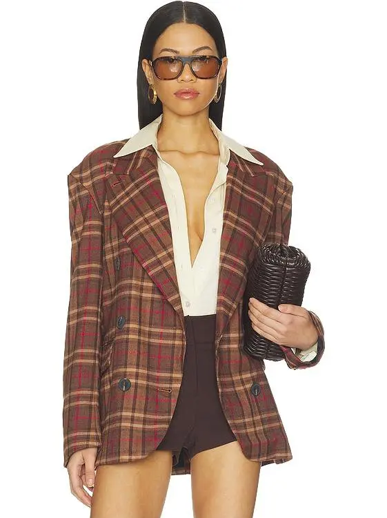 Free People Dean Double Breasted Blazer - Brown