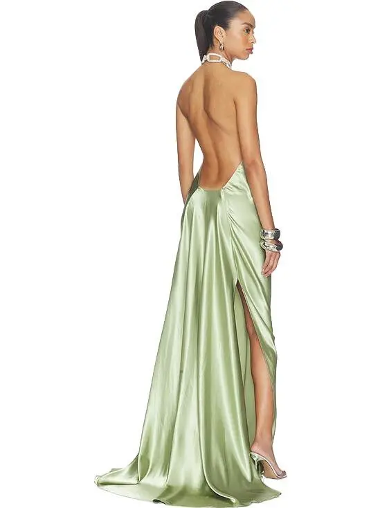 BRONX BANCO Amara Backless Gown - Sage