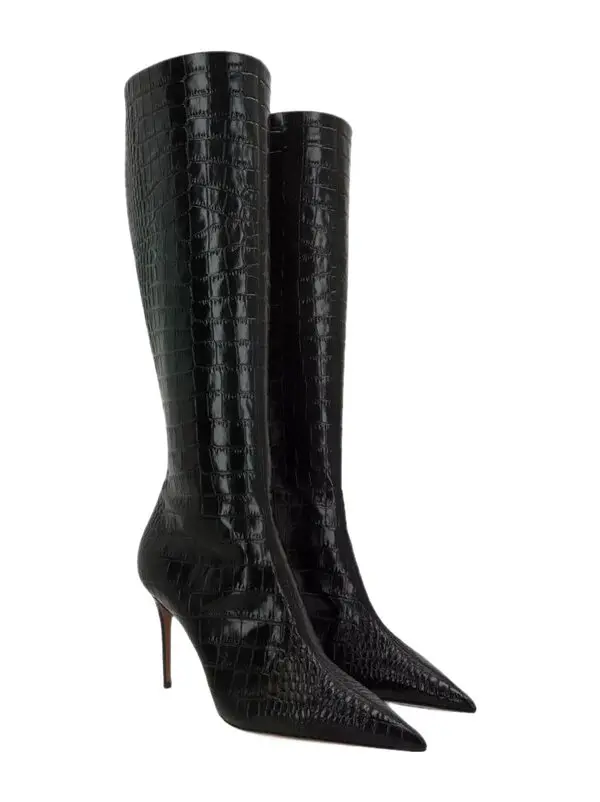 Paris Texas Vera Crocodile-effect Leather Boots - Grey