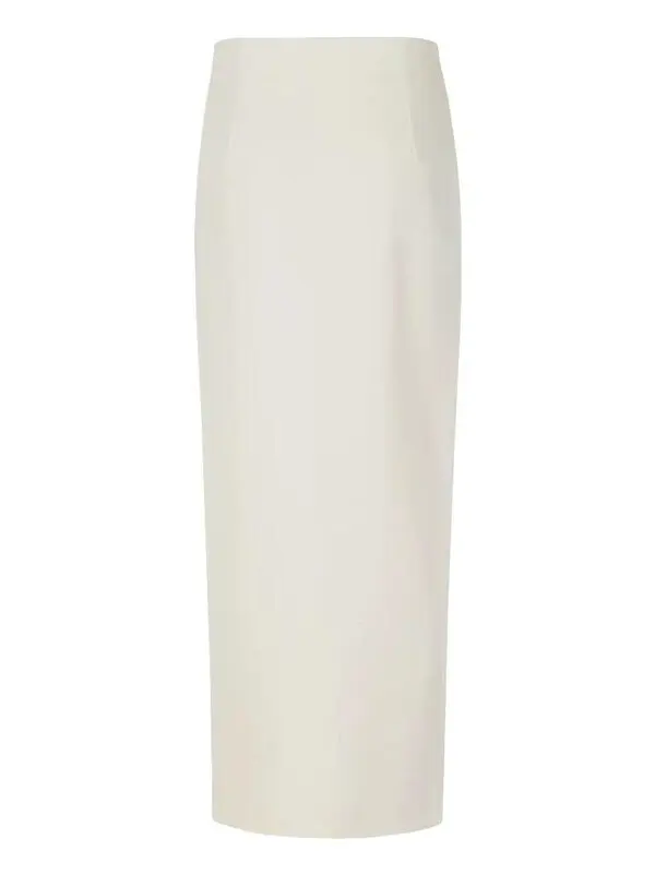 Federica Tosi Cream High Waist Midi Skirt With Rear Slit - White
