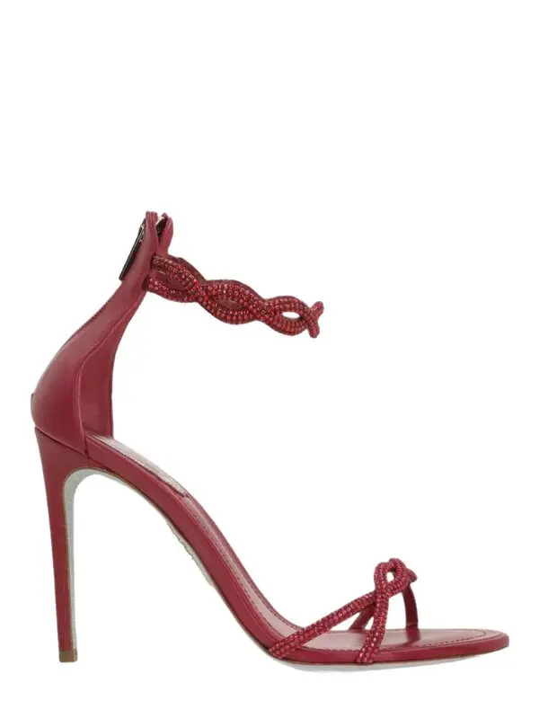 Rene Caovilla Embellished Braided Stiletto Sandals - Red