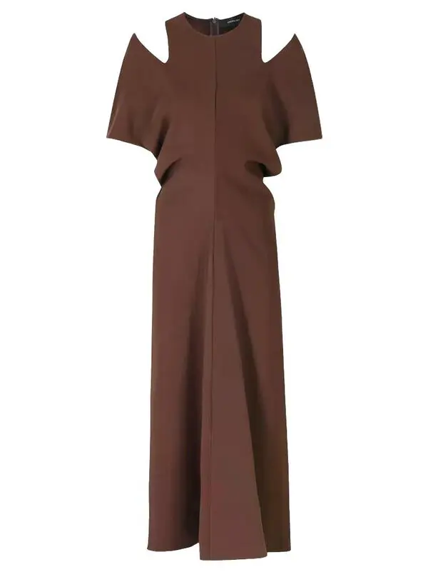 Federica Tosi Cold-shoulder Flared Midi Dress - Brown