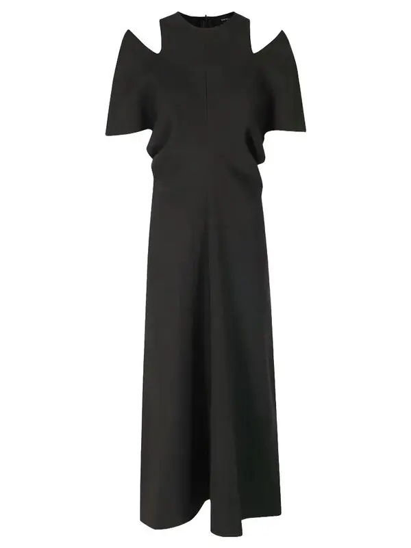 Federica Tosi Cold-shoulder Flared Midi Dress - Black