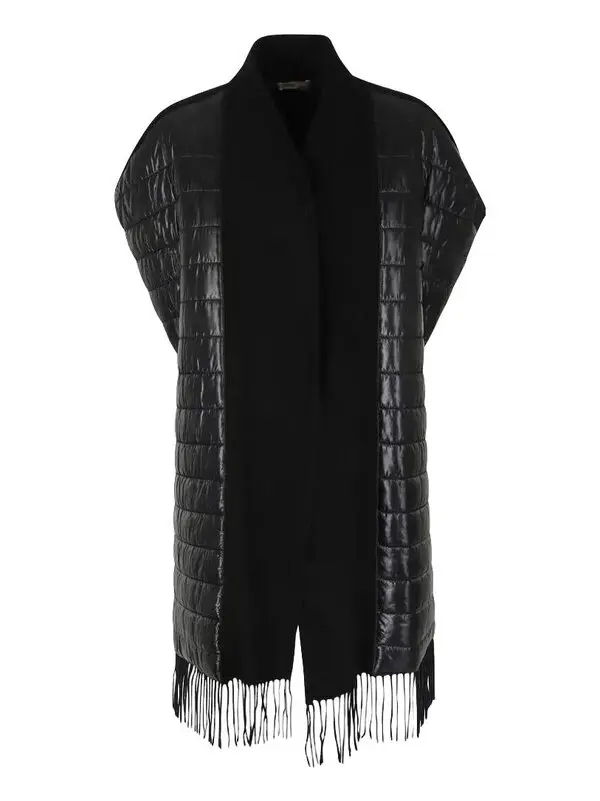 Herno Quilted Fringe-trimmed Cape - Black