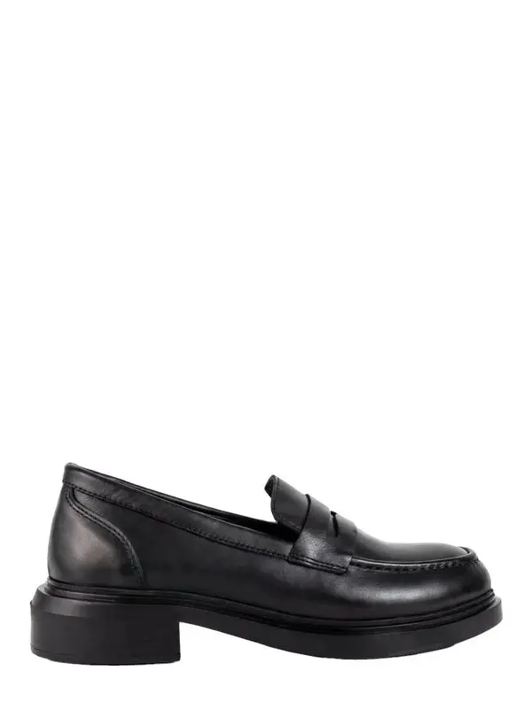 SERGIO MORETTI FIRENZE Leather Penny Loafers - Black