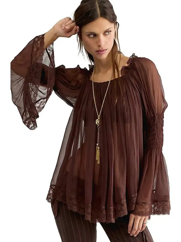NIGEL PRESTON Byron Babydoll Tunic - Chicory Coffee