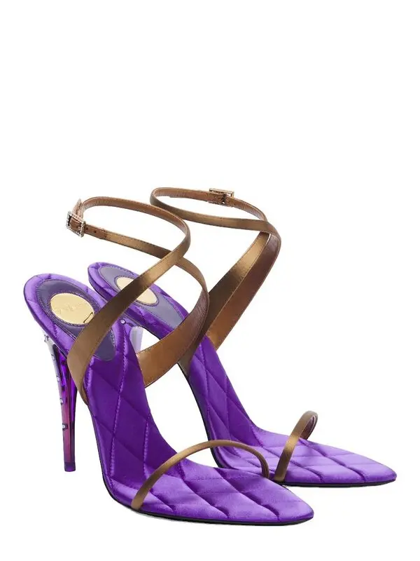 Saint Laurent Embellished Quilted Satin Sandals - Multicoloured