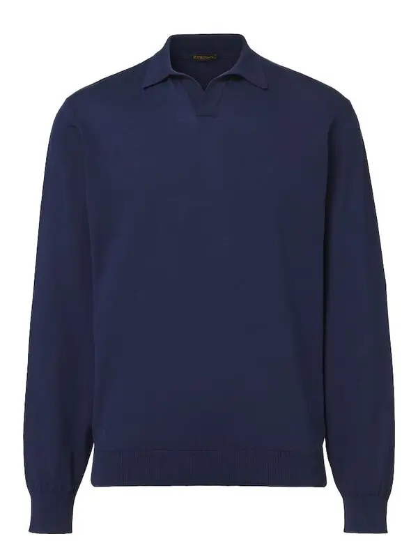 Rubinacci Cotton Polo Sweater - Blue