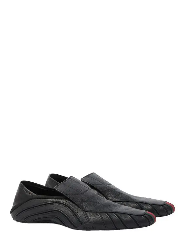 Gucci Leather Loafers With Mesh Trim - Black