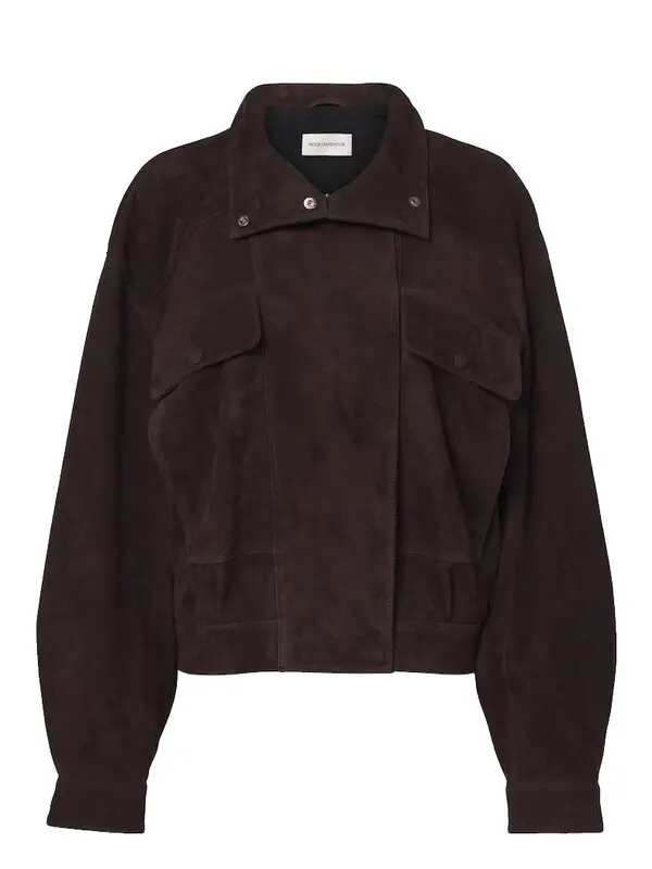 Nour Hammour Suede Blouson Jacket - Brown