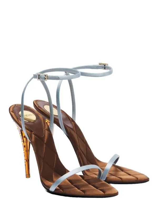 Saint Laurent Embellished Quilted Satin Sandals - Multicoloured