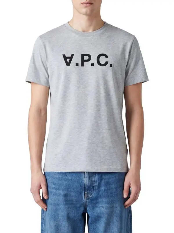 A.p.c. Slim Fit Cotton T-shirt With Contrasting Logo - Grey