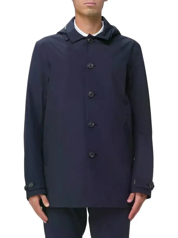 SAVE THE DUCK Single-breasted Hooded Coat - Blue