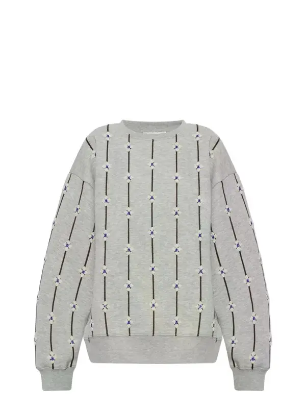 Munthe Floral Embellished Crew Neck Sweatshirt - Grey