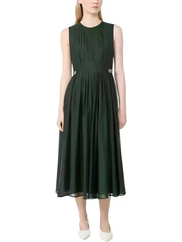 Max Mara Crystal-embellished Pleated Midi Dress - Green
