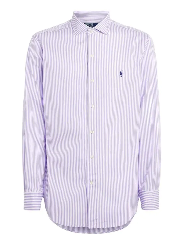Polo Ralph Lauren Cotton Stripe Custom Fit Shirt - Purple