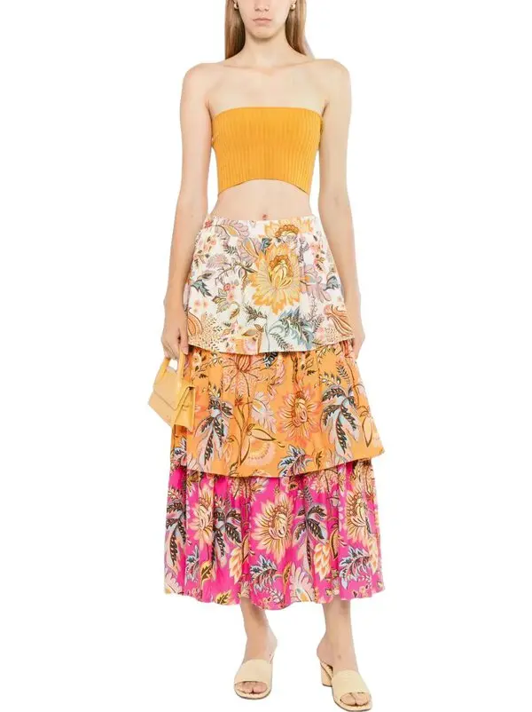 Farm Rio Ligia Midi Skirt - Orange
