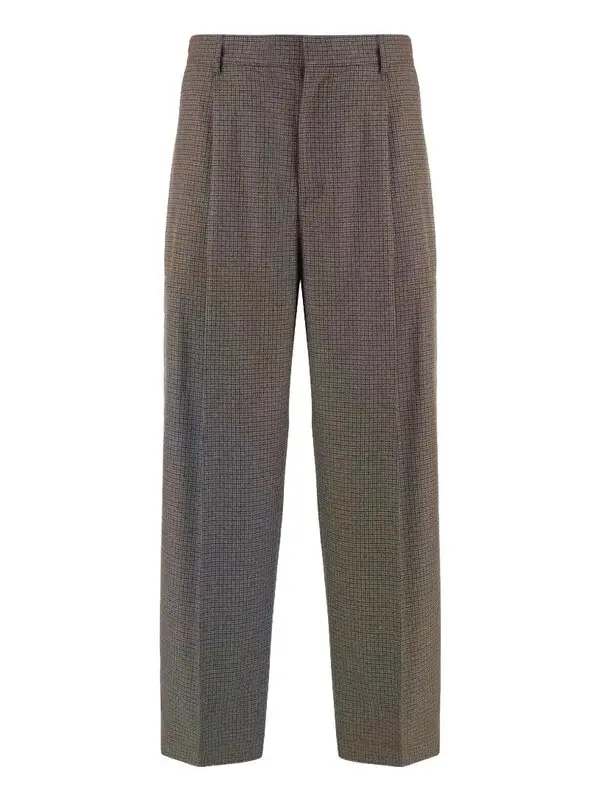 DARKPARK Houndstooth Pattern Pleated Trousers - Brown
