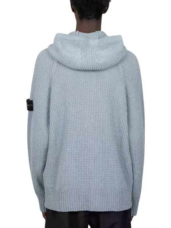 Stone Island Full Rib Cotton Bouclé Hooded Zip-up Jumper - Grey